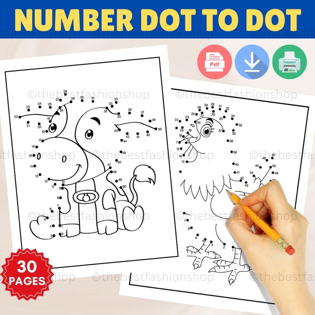 A011 [PDF] Farm Animal Number Dot to Dot Printable Worksheet Activity ...