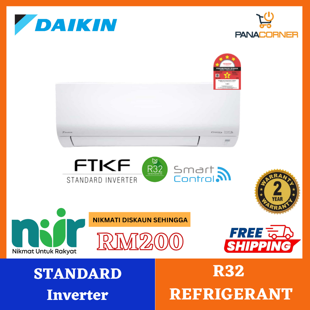 (FREE SHIPPING) Daikin (New) R32 Standard Inverter FTKF Series 1.0HP-2 ...