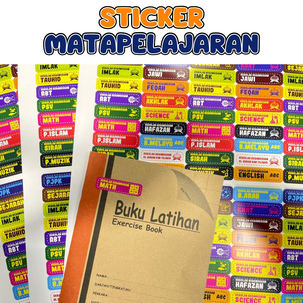Sticker Matapelajaran Buku Sekolah (Cartoon) | Shopee Malaysia