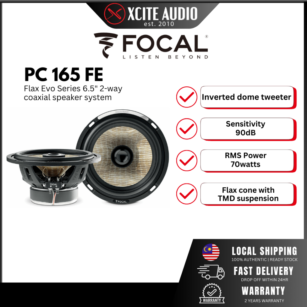 FOCAL PC 165 FE - Flax Evo Series 6.5 inch 2-way Coaxial Car Speaker System (Made In France ...