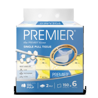 Premier Single Pull Tissue 2 PLY (150's x 6 ) | Shopee Malaysia