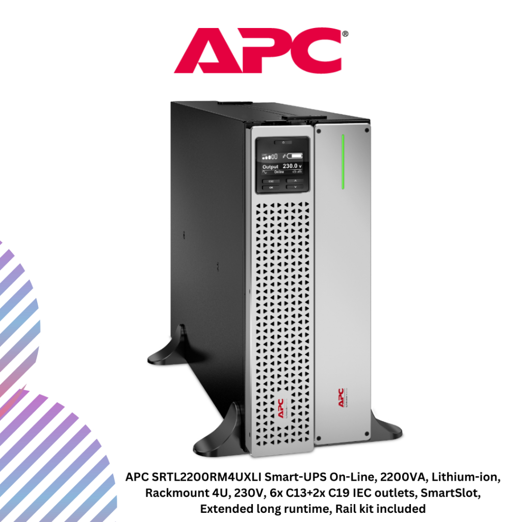 APC SRTL2200RM4UXLI Smart-UPS On-Line, 2200VA, Lithium-ion, Rackmount 4U, 230V, 6x C13+2x C19 ...