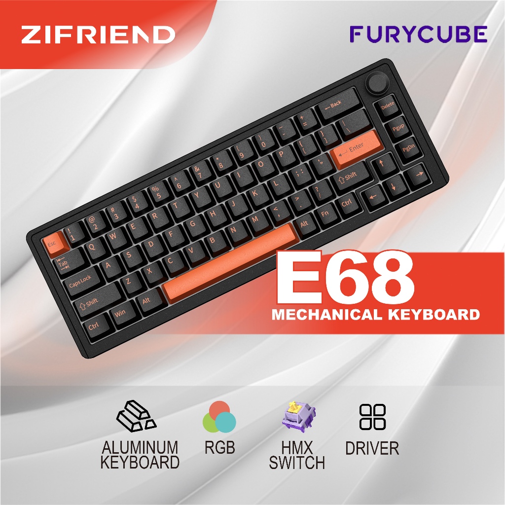 FURYCUBE E68 aluminum mechanical keyboard hotswap RGB knob gaming keyboard HMX switch | Shopee ...