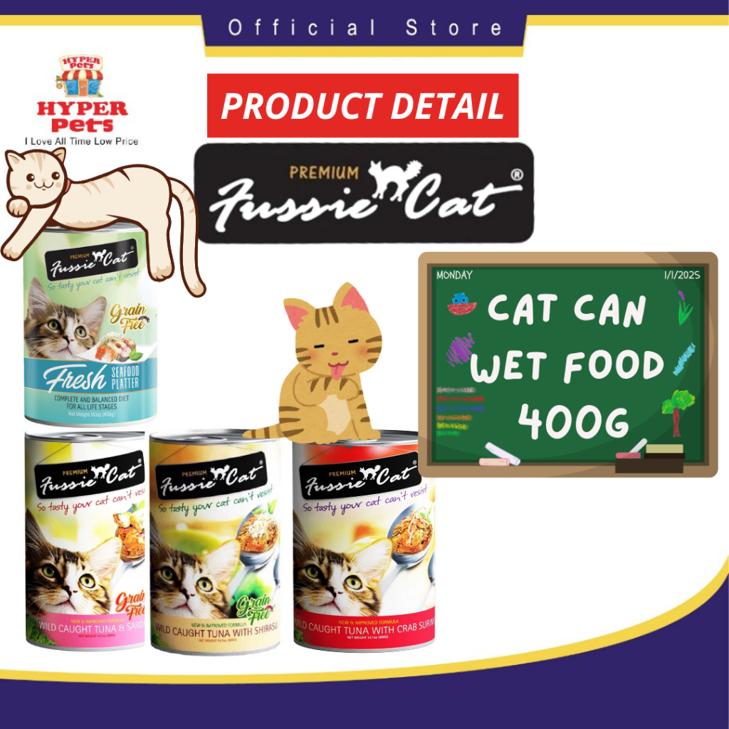 PREMIUM FUSSIE CAT CAN WET FOOD 400g l Cat Wet Food Cat Snack Makanan ...