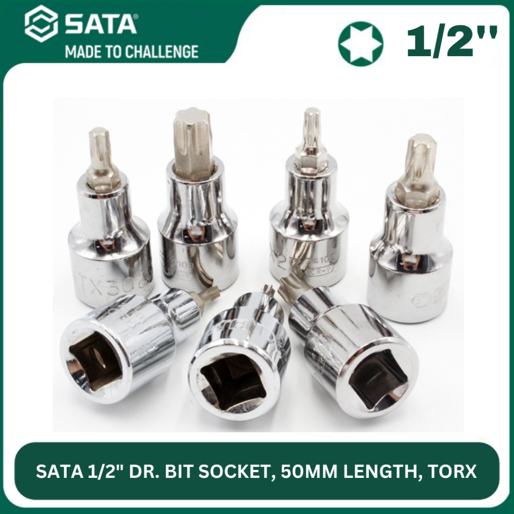 SATA 1/2" DR. BIT SOCKET, 50MM LENGTH, HEXAGON ALLEN KEY B0X 4MM 5MM ...