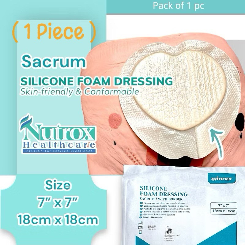 (102157) Winner’s Silicone Foam dressing with border, Sacrum, 18x18cm ...