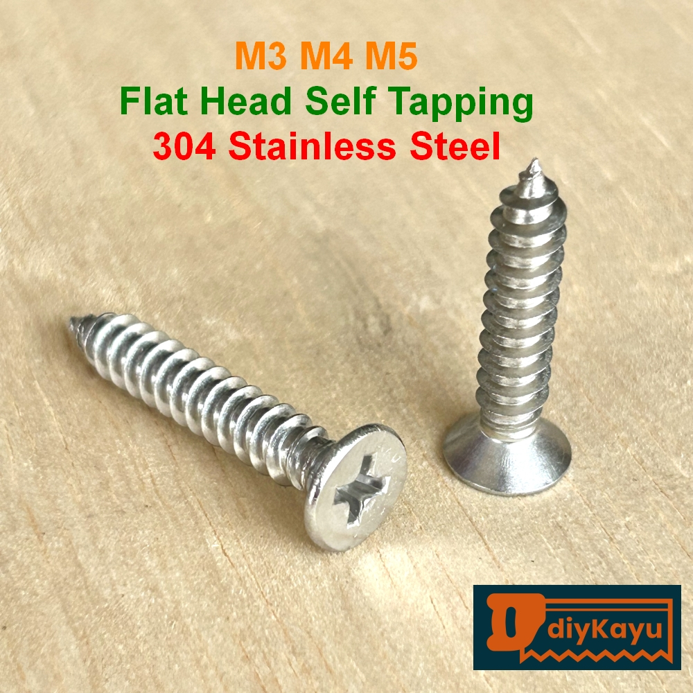 M3 M4 M5 CSK Countersunk Flat Head Phillips Drive 304 Stainless Steel ...