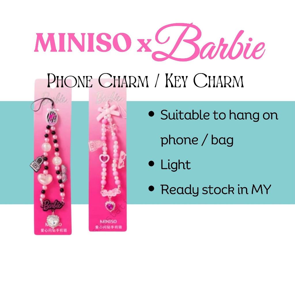 MINISO x Barbie Phone Charm Key Chain Pinky Girl Keychain Phone Chain ...