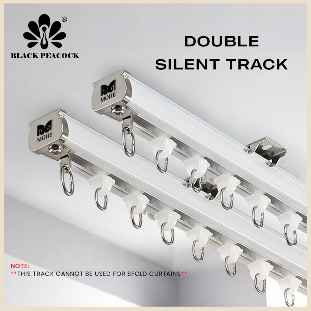 BlackPeacock【Ready Stock】Double Curtain Track/Railing Langsir/ Wall ...
