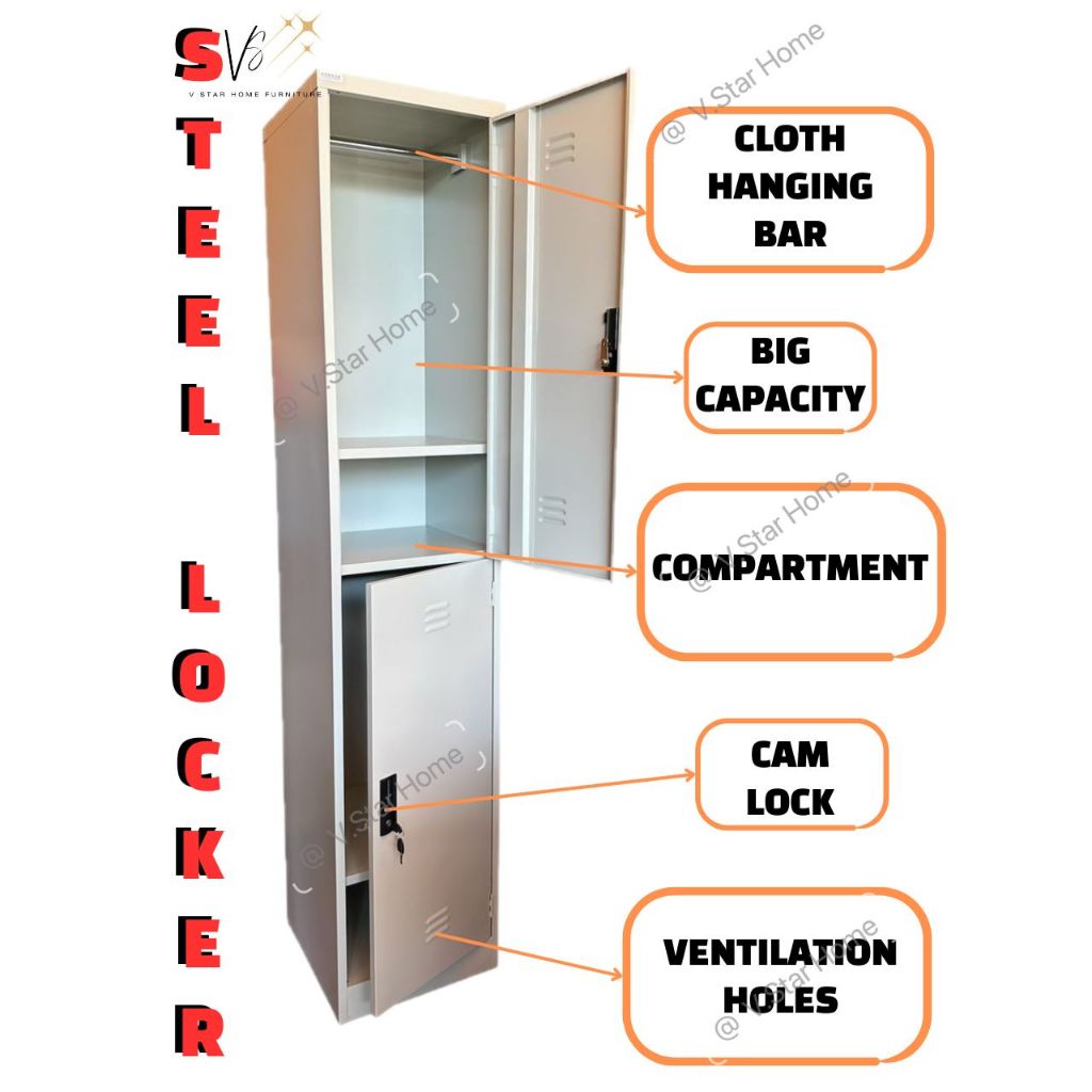 [READY STOCK] V. STAR 2 COMPARTMENTS STEEL LOCKER/ METAL CABINET/ STAFF ...