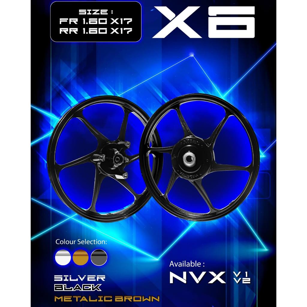 XTERO NVX155 AEROX155 V1/V2 X6 SERIES SPORT RIM 160/185/17 160/160/17 6 ...