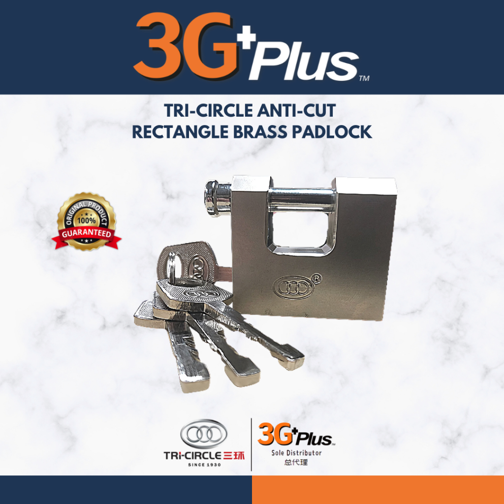 Tri-Circle Anti Cut Anti Rust Chrome Brass Rectangle Padlock Horizontal ...