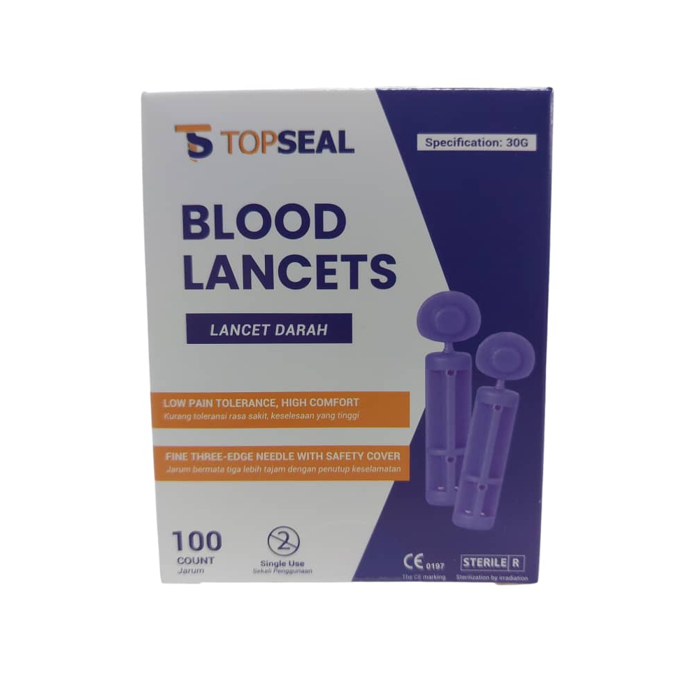 TOPSEAL BLOOD LANCET UNIVERSAL 30G 100PCS INSULIN PEN/LANCETS | Shopee ...