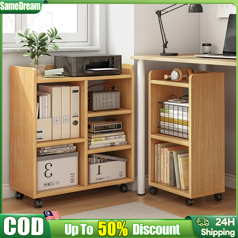 Movable Bookshelf Under Table Bookshelf With Wheels Simple Storage ...