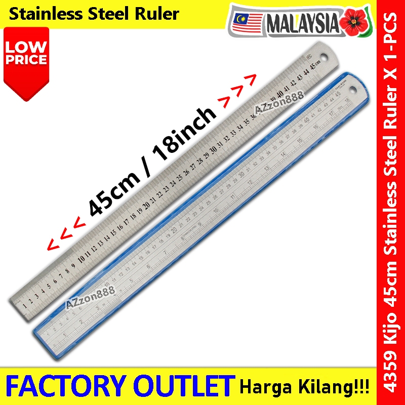 Kijo Stainless Steel Ruler 45cm 18inch Pembaris Besi #铁尺 #Kijo #4359 # ...