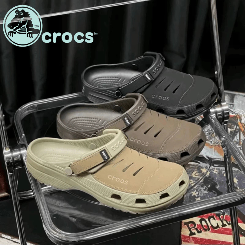 Crocs Mens Yukon Clog Half leather Outdoor Beach Recreation Beach ...