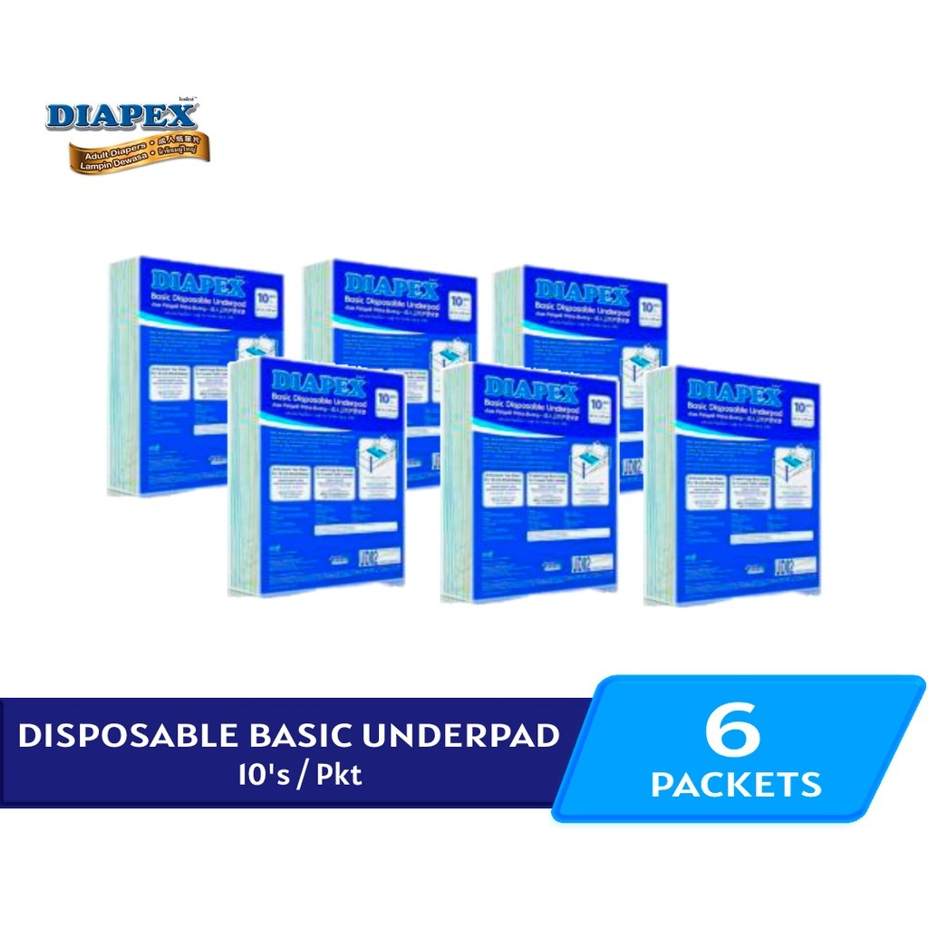 Diapex Basic Disposable Underpad 10's (60cm x 90 cm) x 6 Packets ...