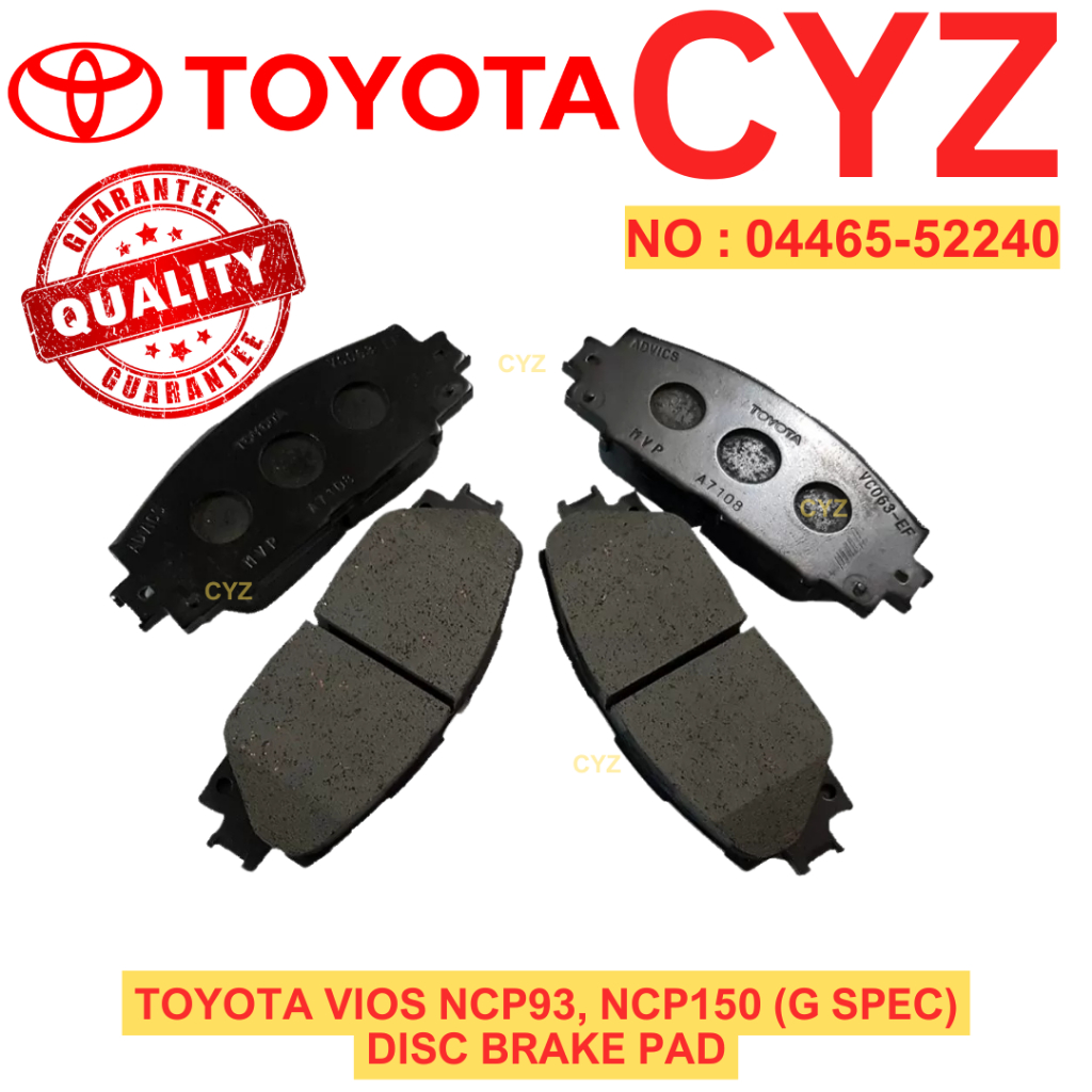 FRONT Brake Pad [04465-52240] TOYOTA VIOS NCP93, NCP150 (G SPEC ...