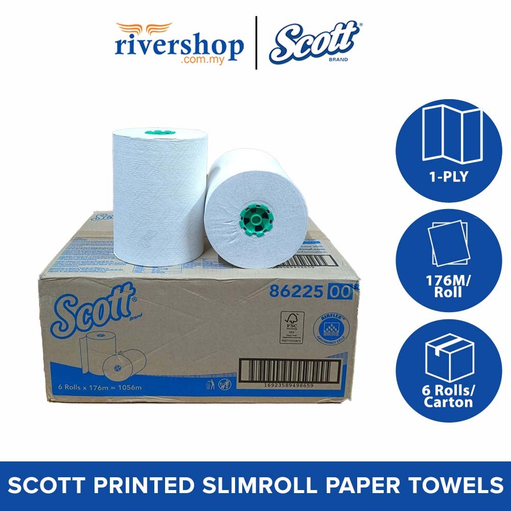 SCOTT Printed Slimroll Paper Towels 86225, Hand Towel Tissue Paper Roll ...