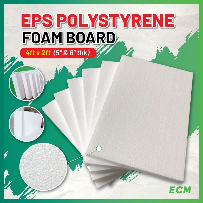 (5" - 6" THK) 60CM X 120CM EXPANDED POLYSTYRENE BOARD SQUARE / WHITE ...