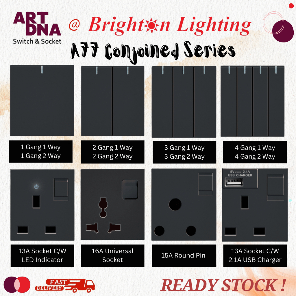 (SIRIM) ART DNA A77 CONJOINED SERIES SWITCHES & SOCKETS DOOR BELL AUTO ...