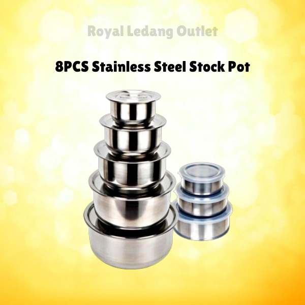 HappyCook 8Pcs Stainless Steel Stock Pot | Shopee Malaysia