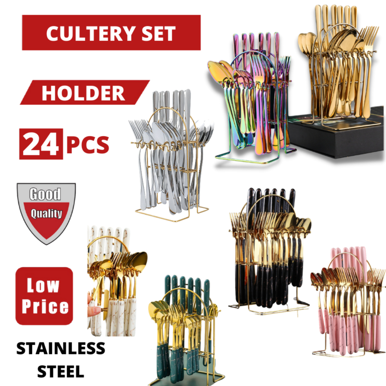 Cultery Set Stainless Steel 24 PCS with Holder | Shopee Malaysia