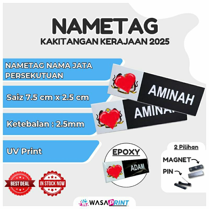 NAMETAG NAMA JATA PERSEKUTUAN 2025/NAMETAG MAGNET & PIN | Shopee Malaysia