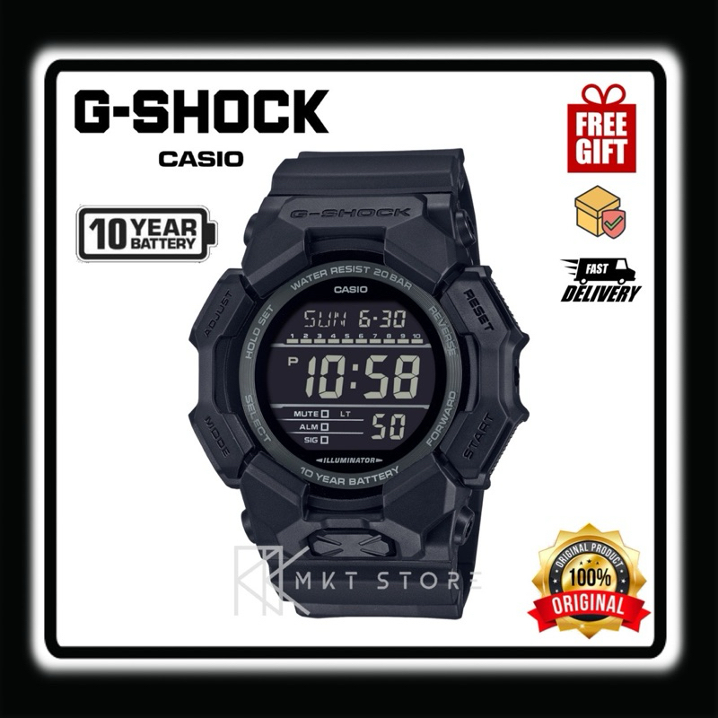 Original G-shock 10 years Battery Life Digital Full Black Resin GD010-1A1 / GD-010-1A1 / GD-010 ...