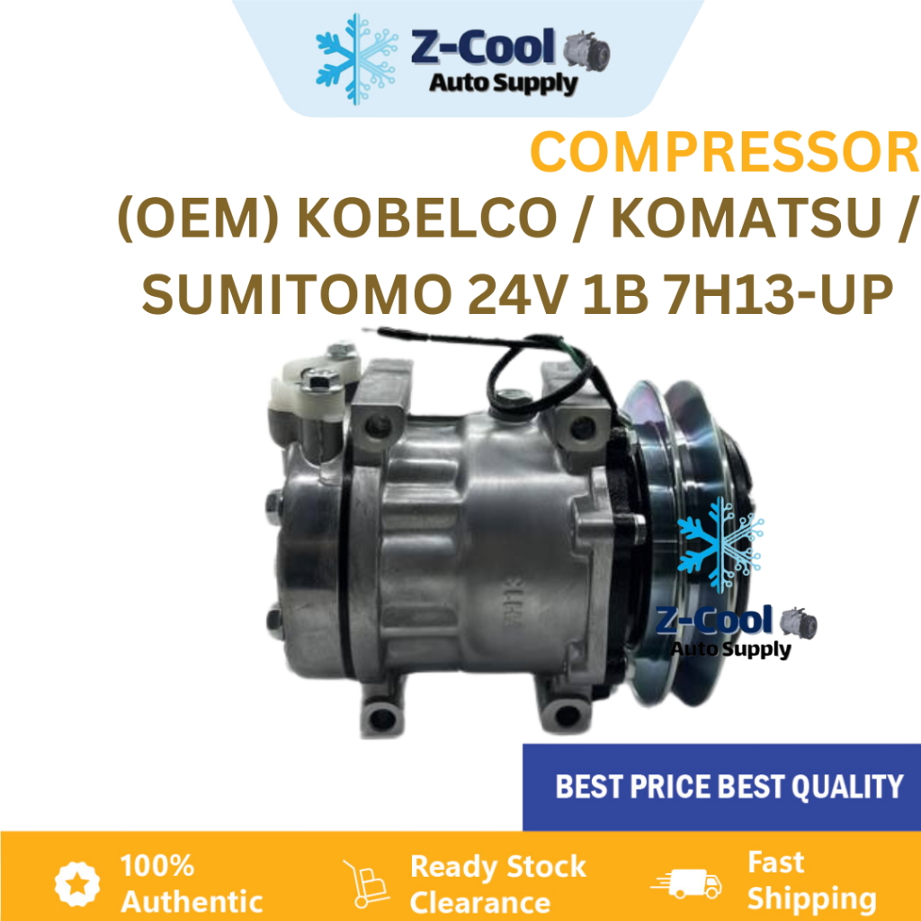 Compressor Aircond OEM NEW KOBELCO / KOMATSU / SUMITOMO 24V 1B 7H13-UP ...