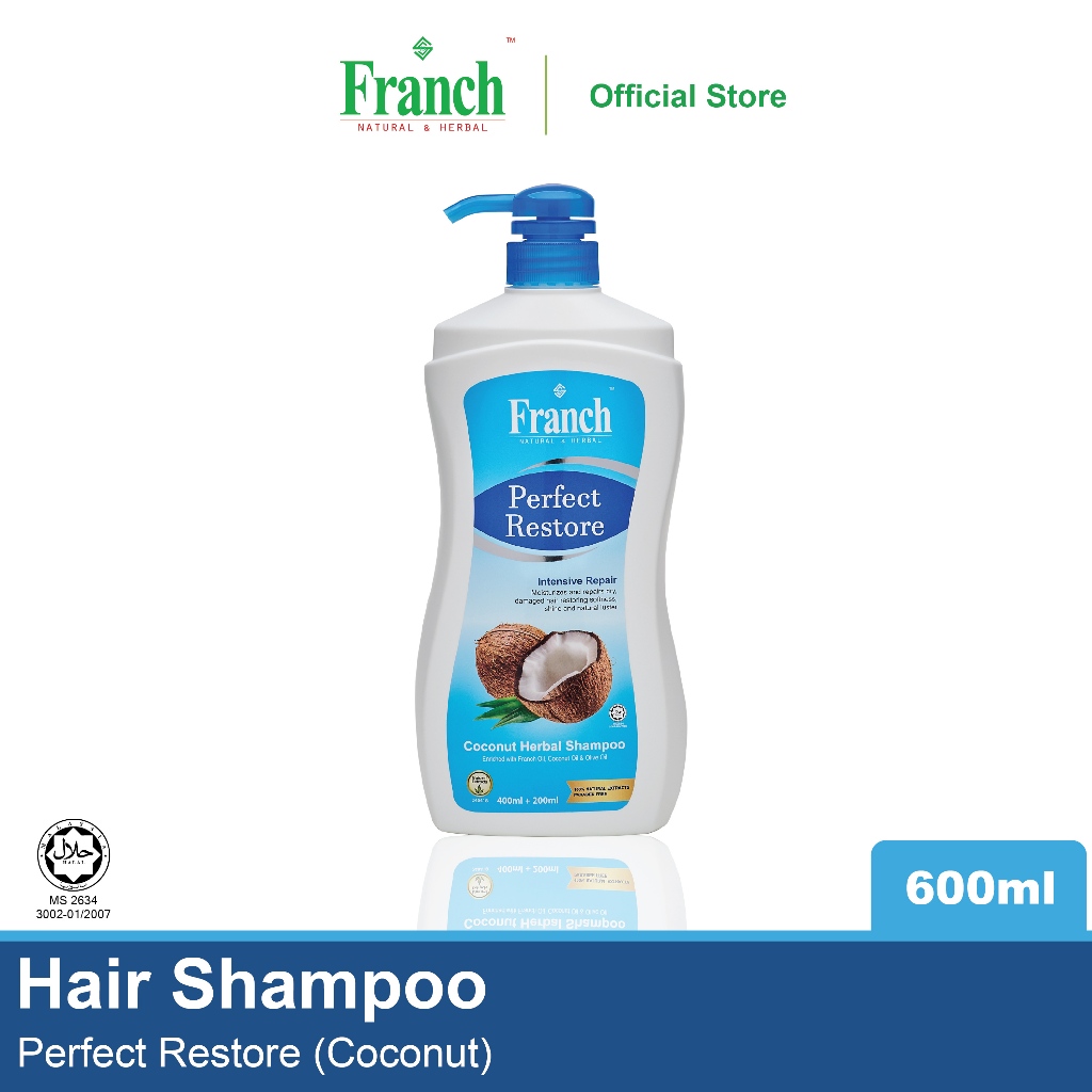 Franch Coconut Perfect Restore Hair Shampoo (Intensive Repair) 600ml ...