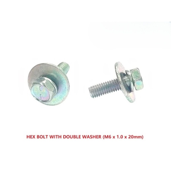 [READY STOCK] HEX BOLT WITH DOUBLE WASHER(M6 X 1.0 X 20mm) | Shopee ...