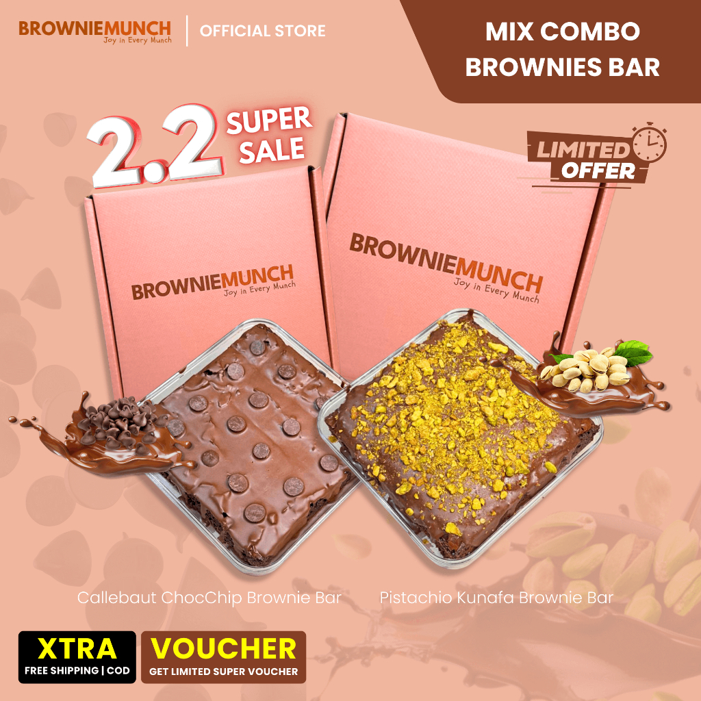 MiX COMBO BAR - by BROWNIEMUNCH - Pistachio Kunafa dan Cokelat Melt dan ...