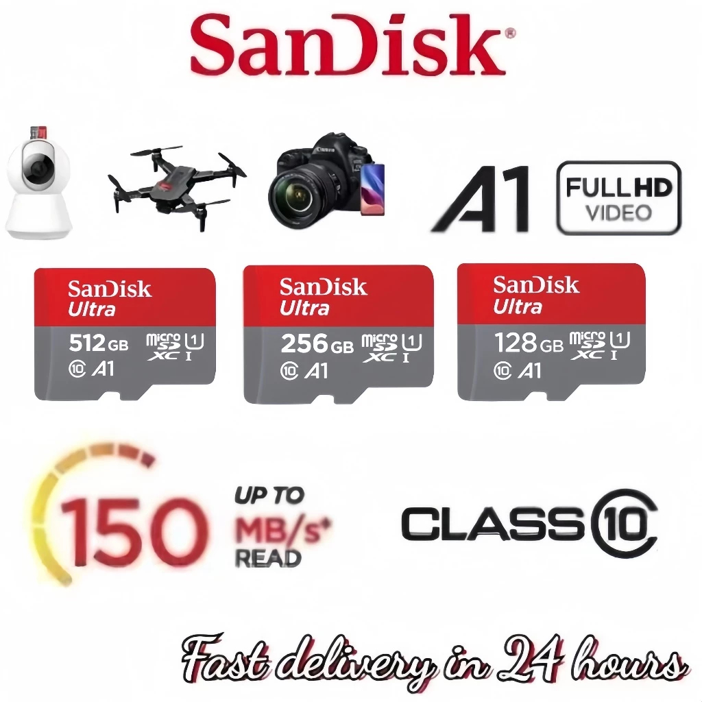 Sandisk UItra Memory Card, 8gb, 16gb,, 64gb,High-Speed Flash Memory ...