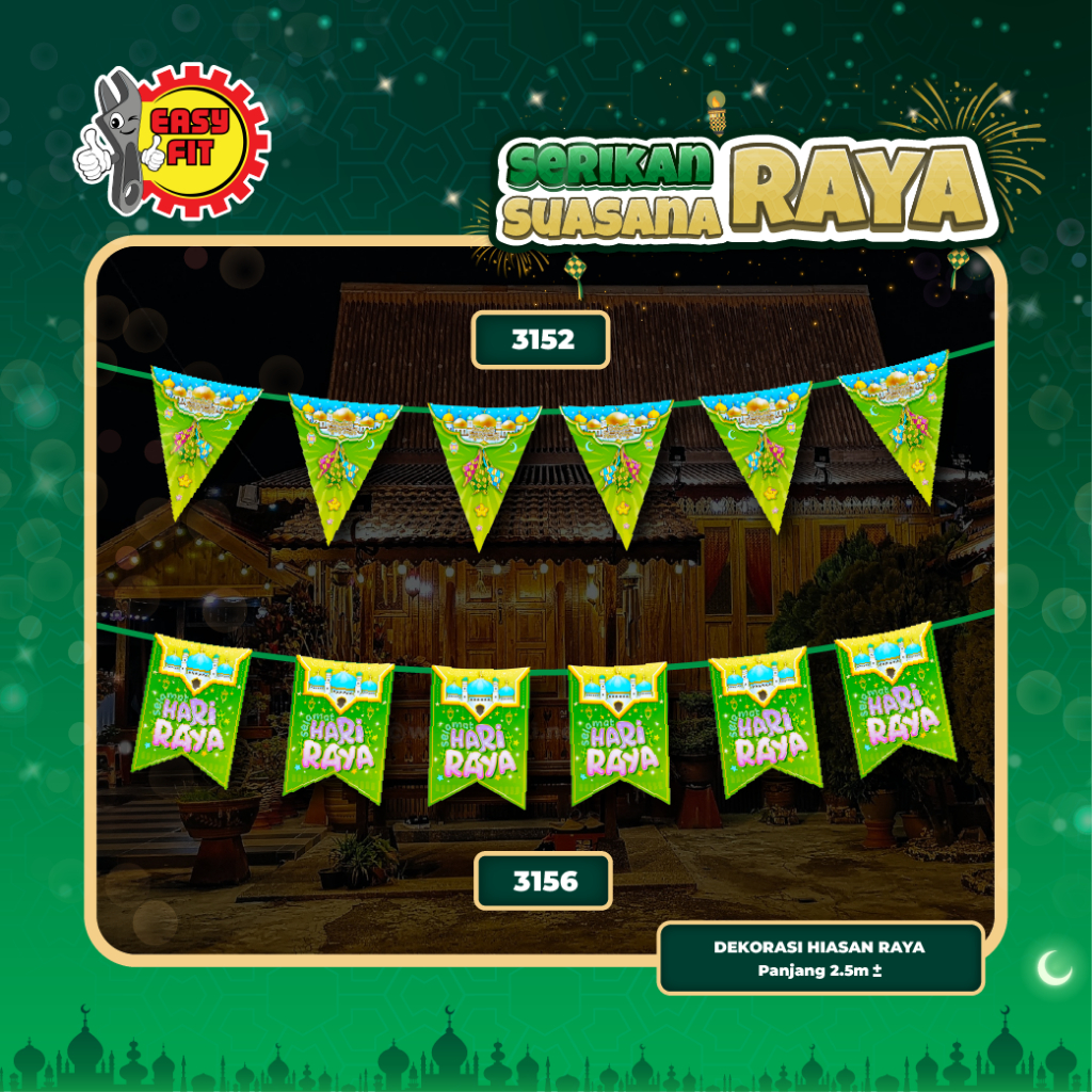 Raya String Flag Pennant Hari Raya Decoration Hiasan Dekorasi Hari Raya ...