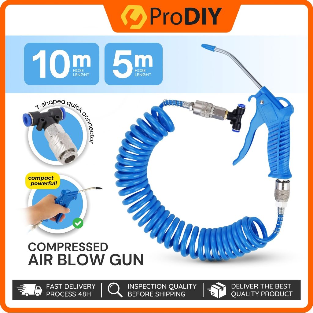 5M/10M Compressed Air Spray Gun Spring Hose Flexible Hose Air Duster ...