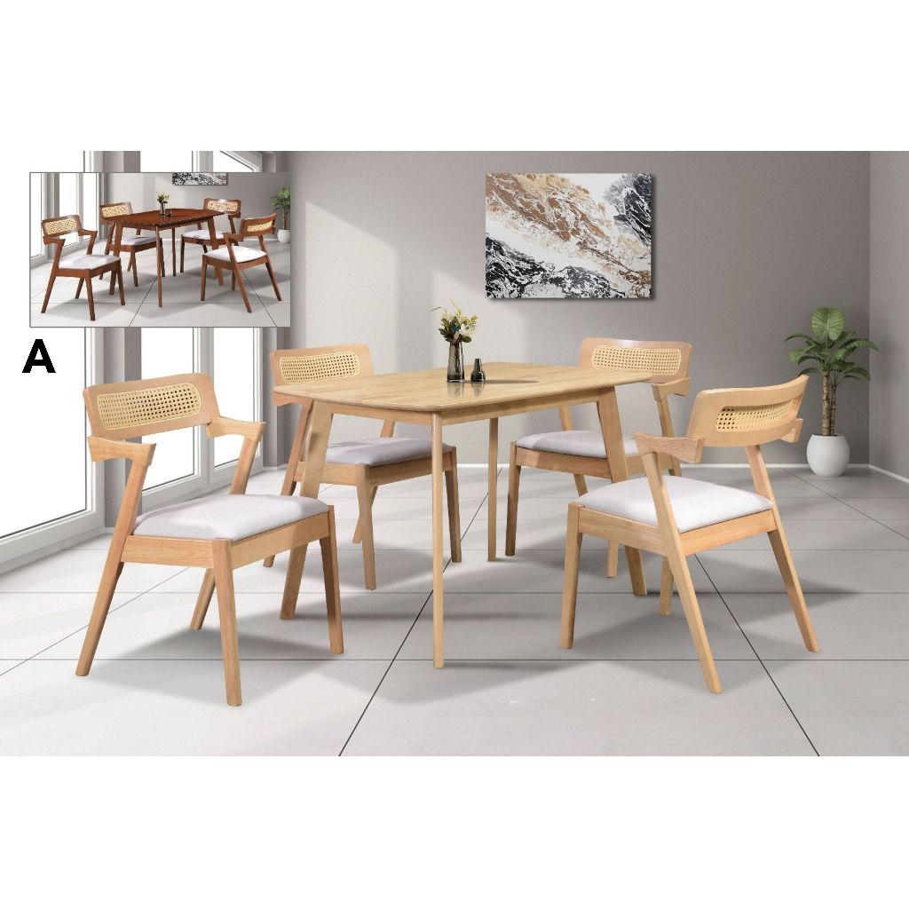 Kensho Muji Dining Table Set / Solid Wood Dining Table Set | Shopee ...