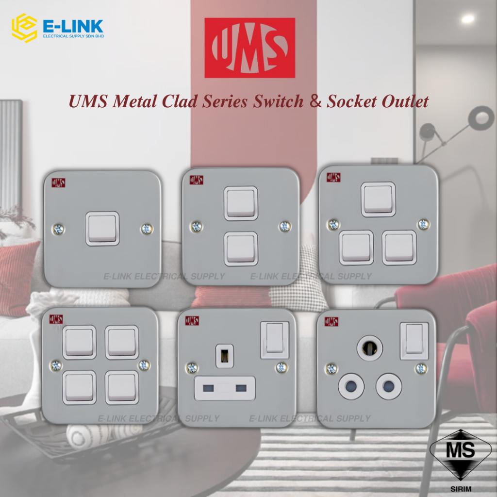 [SIRIM] UMS Metal Clad Switch, Modern Suis Switch Socket ,1G 2G 3G 4G ...