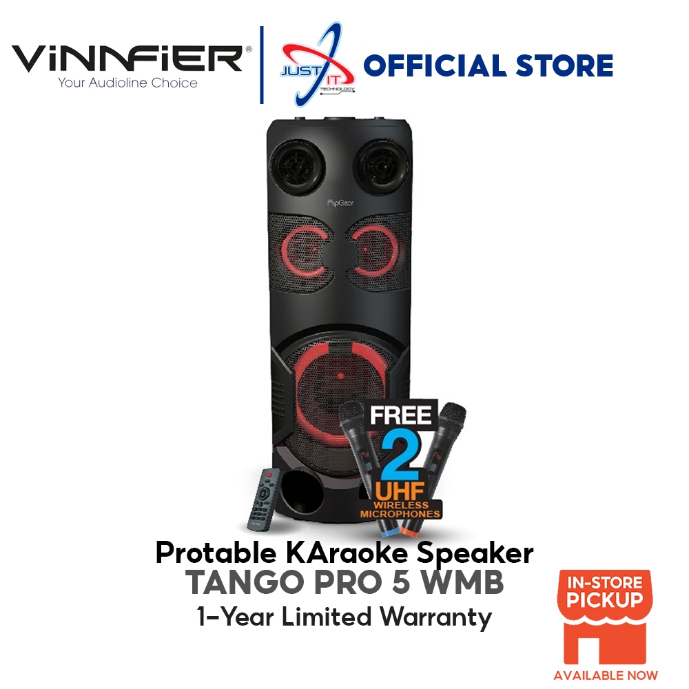 VINNFIER TANGO PRO 5 WMB PORTABLE KARAOKE SPEAKER WITH RMS 300W WIRELESS MIC - BLACK | Shopee ...
