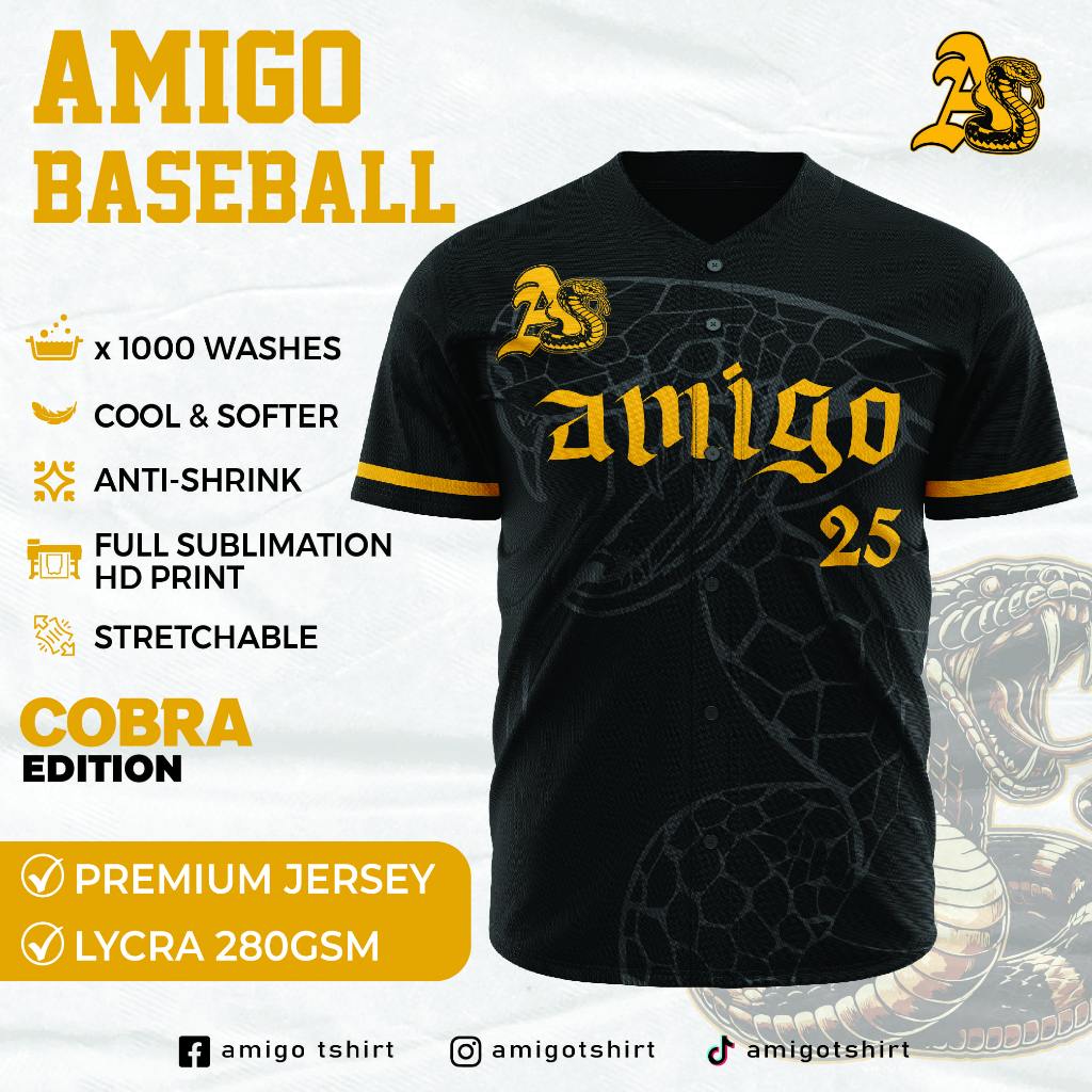 AMIGO BASEBALL Microfiber Jersey tshirt Design Cobra baju jersi baju ...