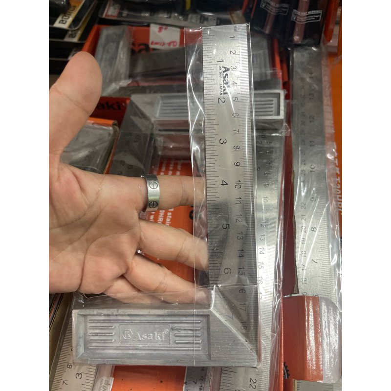 ASAKI Japan TEBAL / THICK STAINLESS STEEL L Square Angle Ruler Pembaris ...