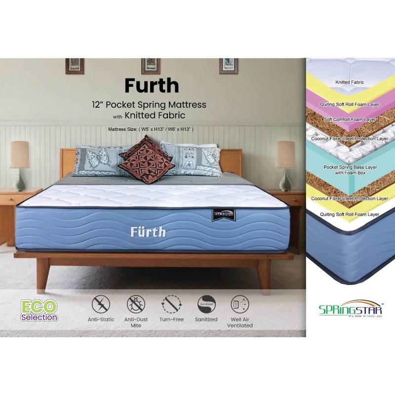 Furth Fibre Star Individual Pocket Spring Medium Firm *双人独立弹簧型床褥Tilam ...