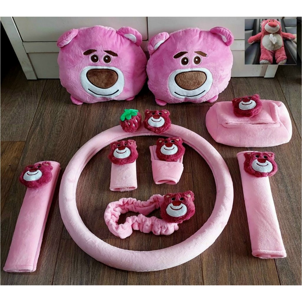 pink Lotso soft Car accessories pillow hand Brake Gear Seat Belt Mirror ...