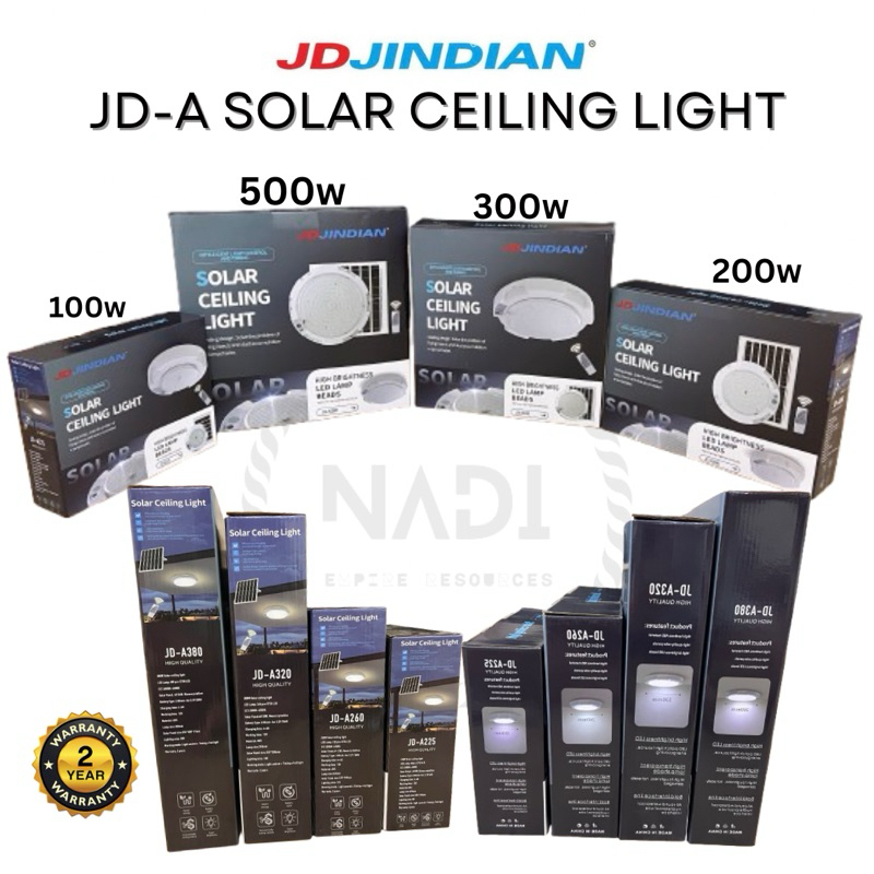 JD SOLAR CEILING LIGHT / JINDIAN LAMPU SOLAR SILING 2 TAHUN WARRANTY 100/200/300/500 WATT ...