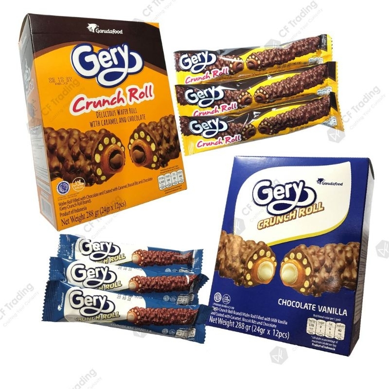 Gery crunch roll, crunchy wafer roll filled with chocolate and coated ...
