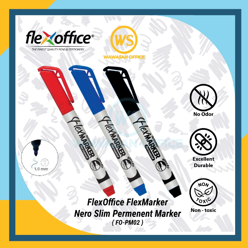 Flexoffice Flexmarker Slim Permanent Marker Pen / Permanent Marker ...