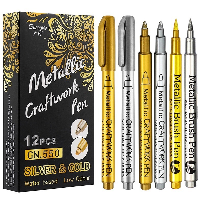 Metallic Waterproof Permanent Marker Pens Set DIY Epoxy Resin Mold Gold ...