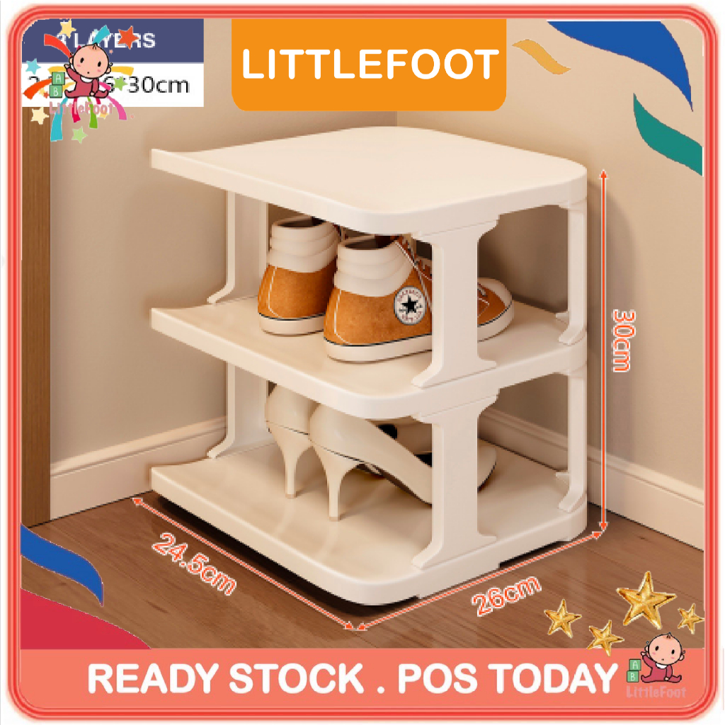🔥READY STOCK🔥LittleFoot 3-Tier Storage Rack, Shelving Unit, Foldable ...