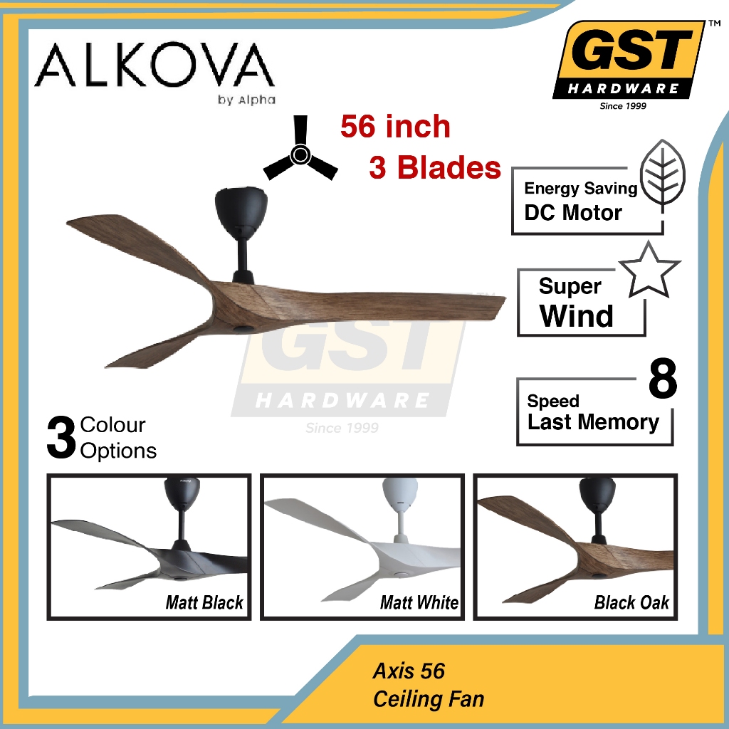 Alpha Alkova Axis Ceiling Fan with Remote 56" Alpha Ceiling Fan Kipas ...