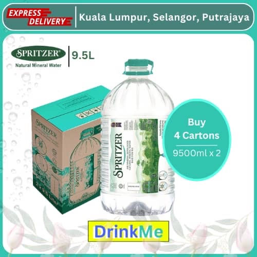 SPRITZER Natural Mineral Water - 4 Cartons Bundle (9.5L x 2 Bottles x 4 Cartons) | Shopee Malaysia